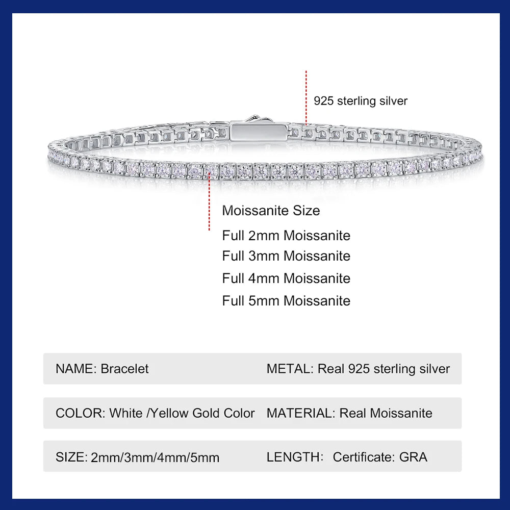 Moissanite Tennis Bracelet 18K White Gold Plated S925 – Luminant Altier